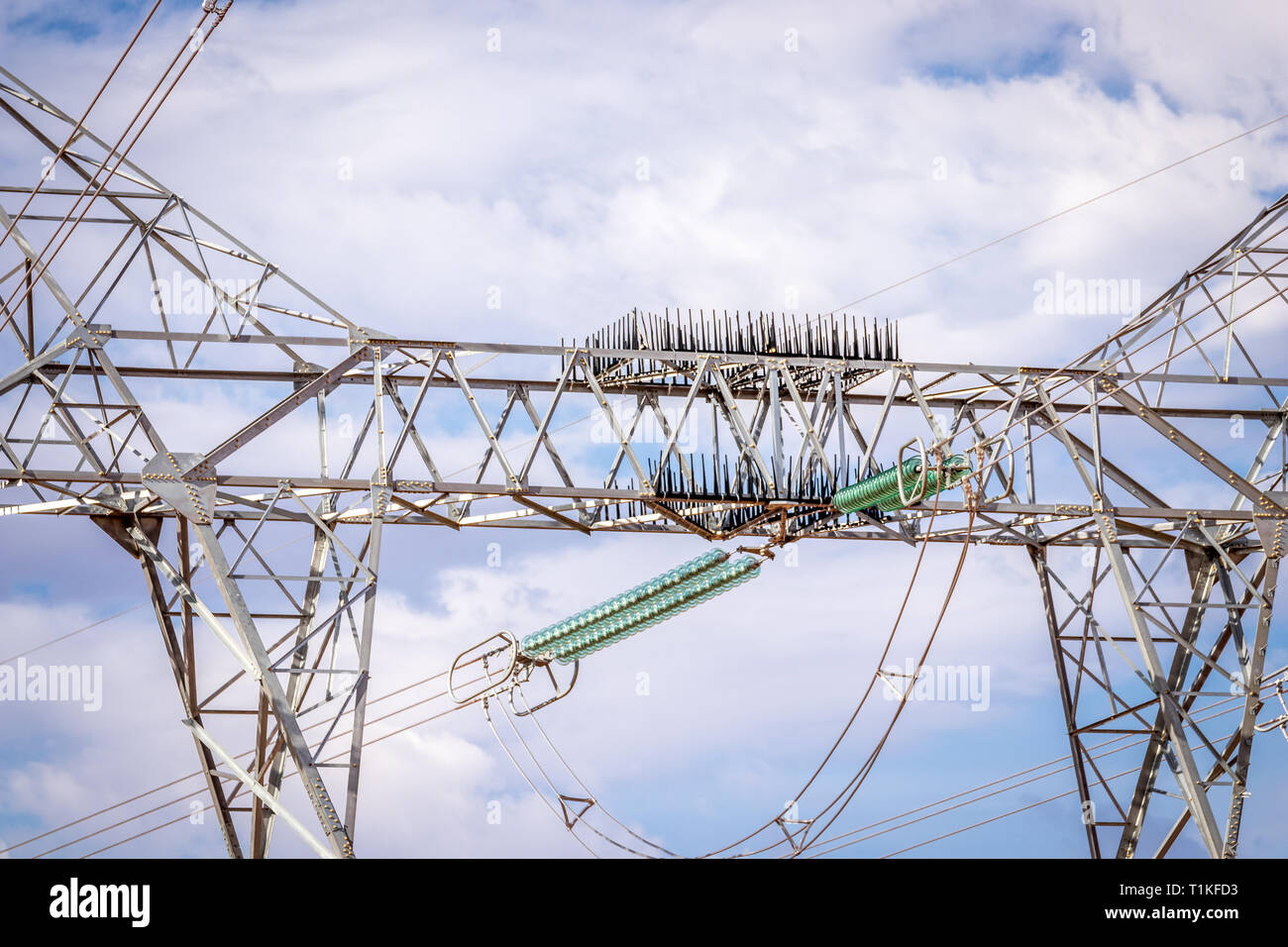 Overhead high voltage power lines Stock Photo - Alamy