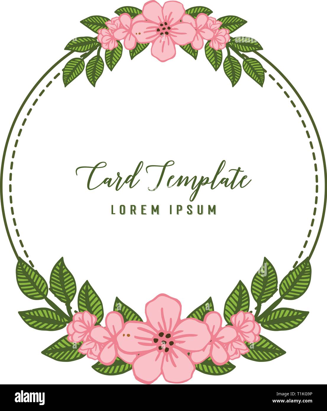 Vector illustration design card template with various style flower ...