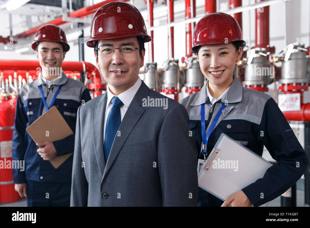 Technical personnel in the factory fire control room inspection Stock ...