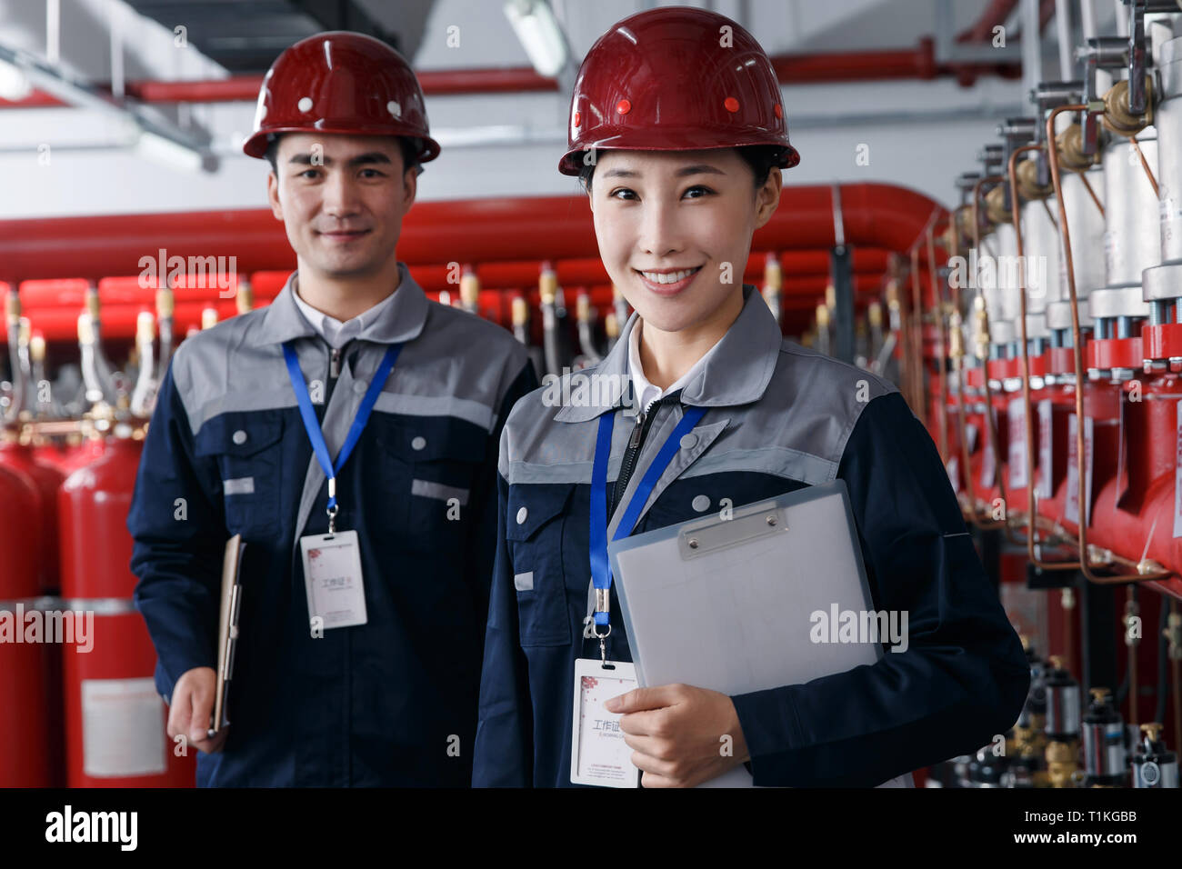 Technical personnel in the factory fire control room inspection Stock ...