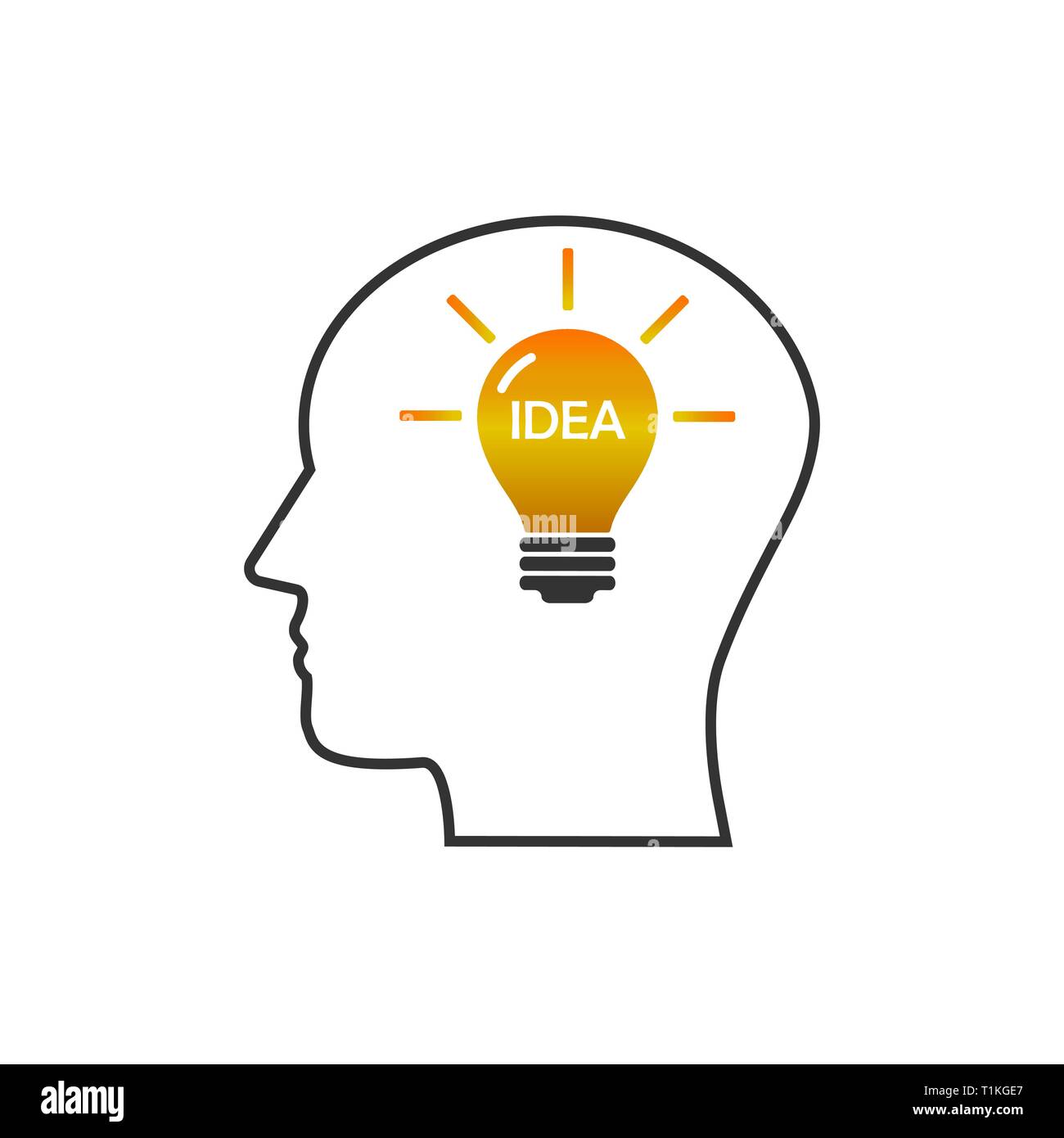 Vector illustration, flat design. Head idea icon Stock Vector Image ...