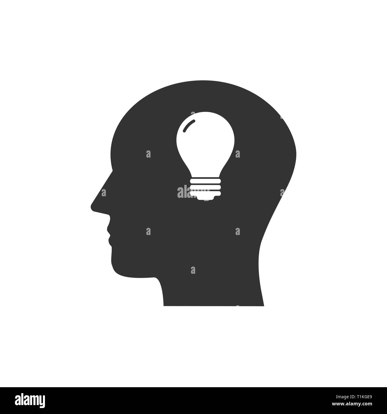 Head, bulb, idea icon Vector illustration flat Stock Vector Image & Art ...