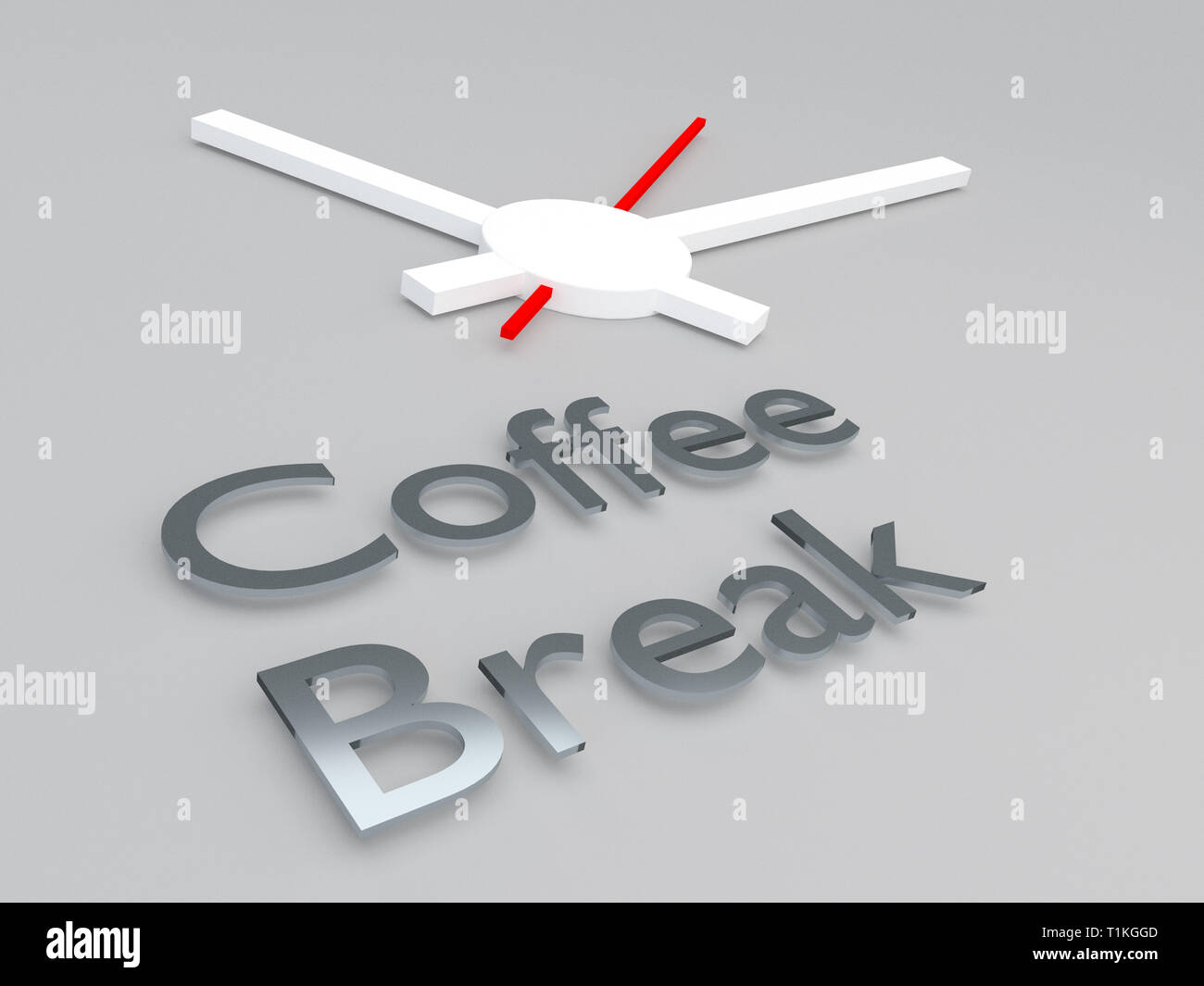 3D illustration of Coffee Break title with a clock as a background ...
