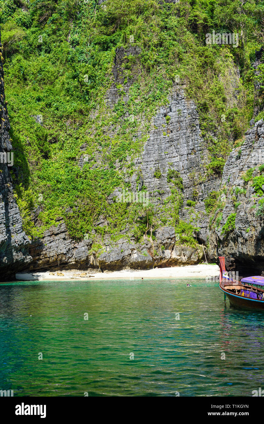 Wang Long Bay with crystal turquoise water, Tropical island Koh Phi Phi ...