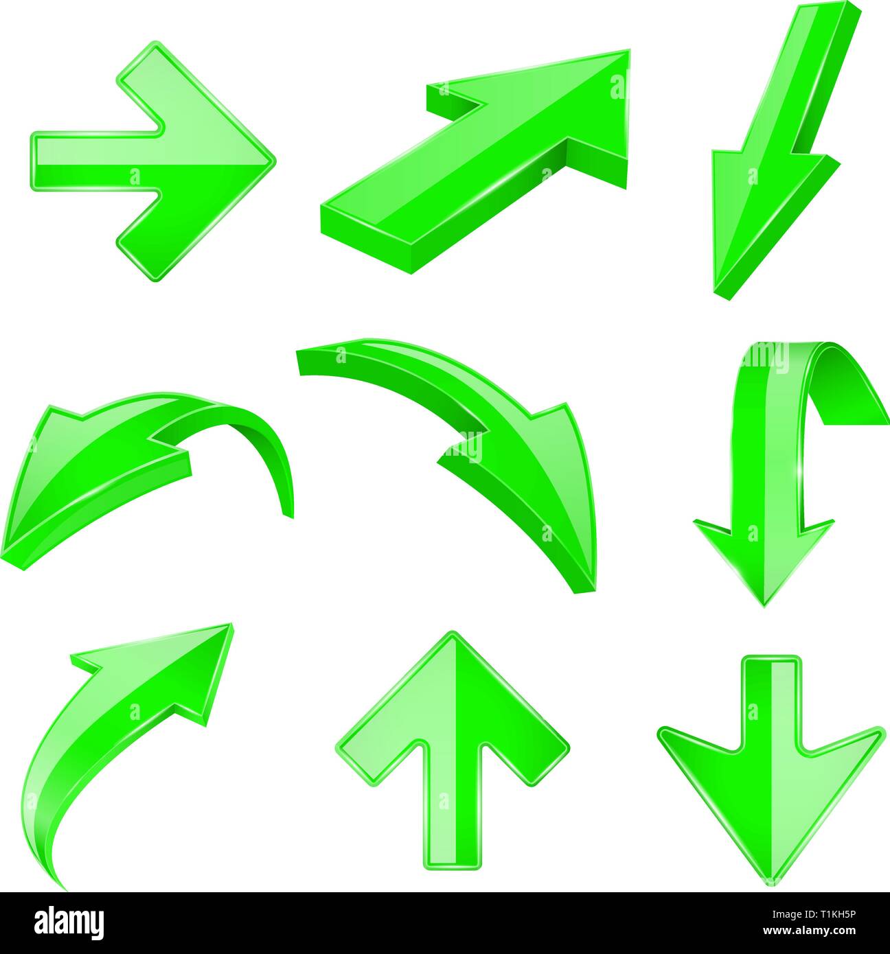 Green arrows isolated white 3d illustration Stock Vector Images - Alamy