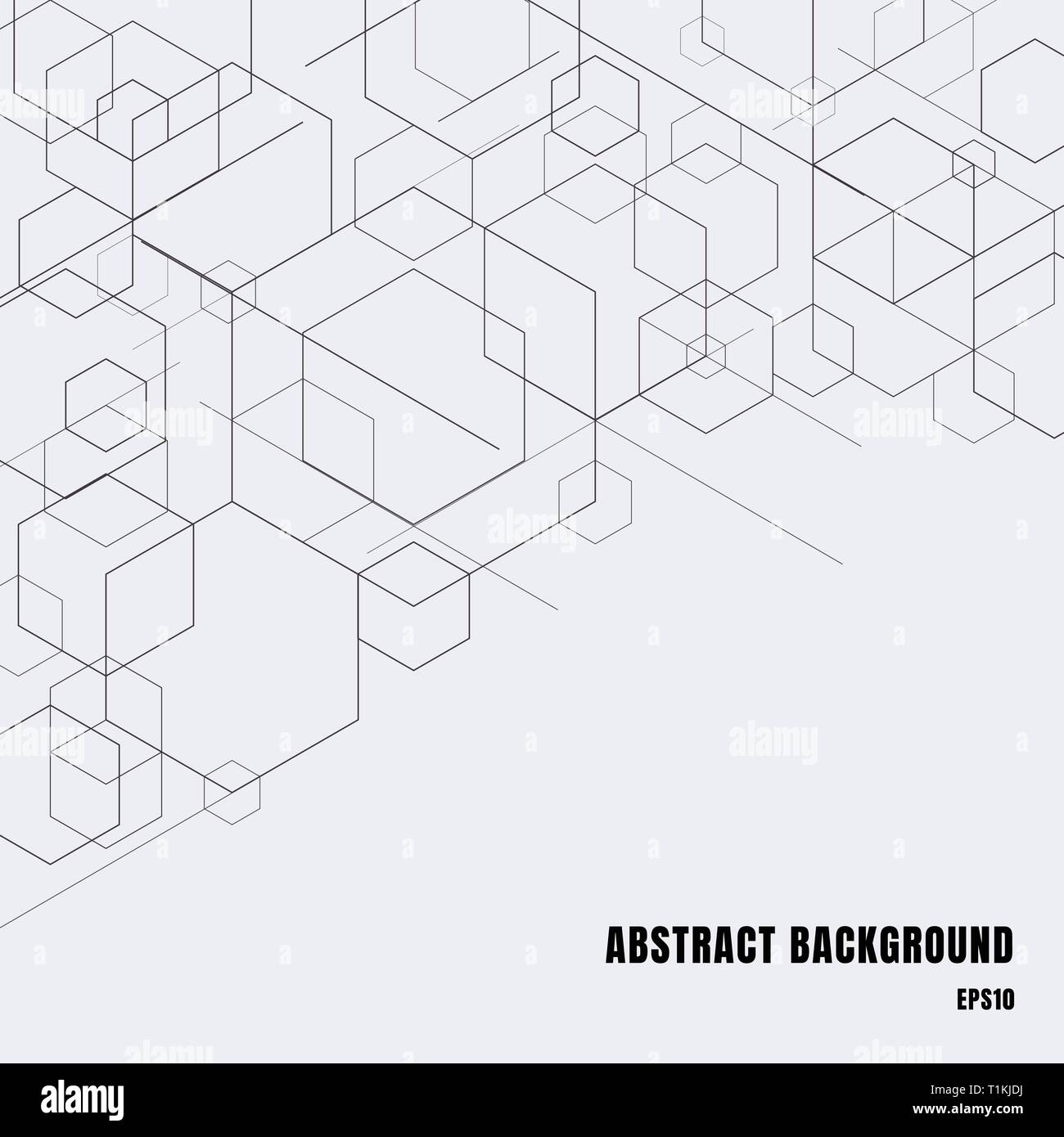 Abstract boxes black lines on gray background. Modern technology ...