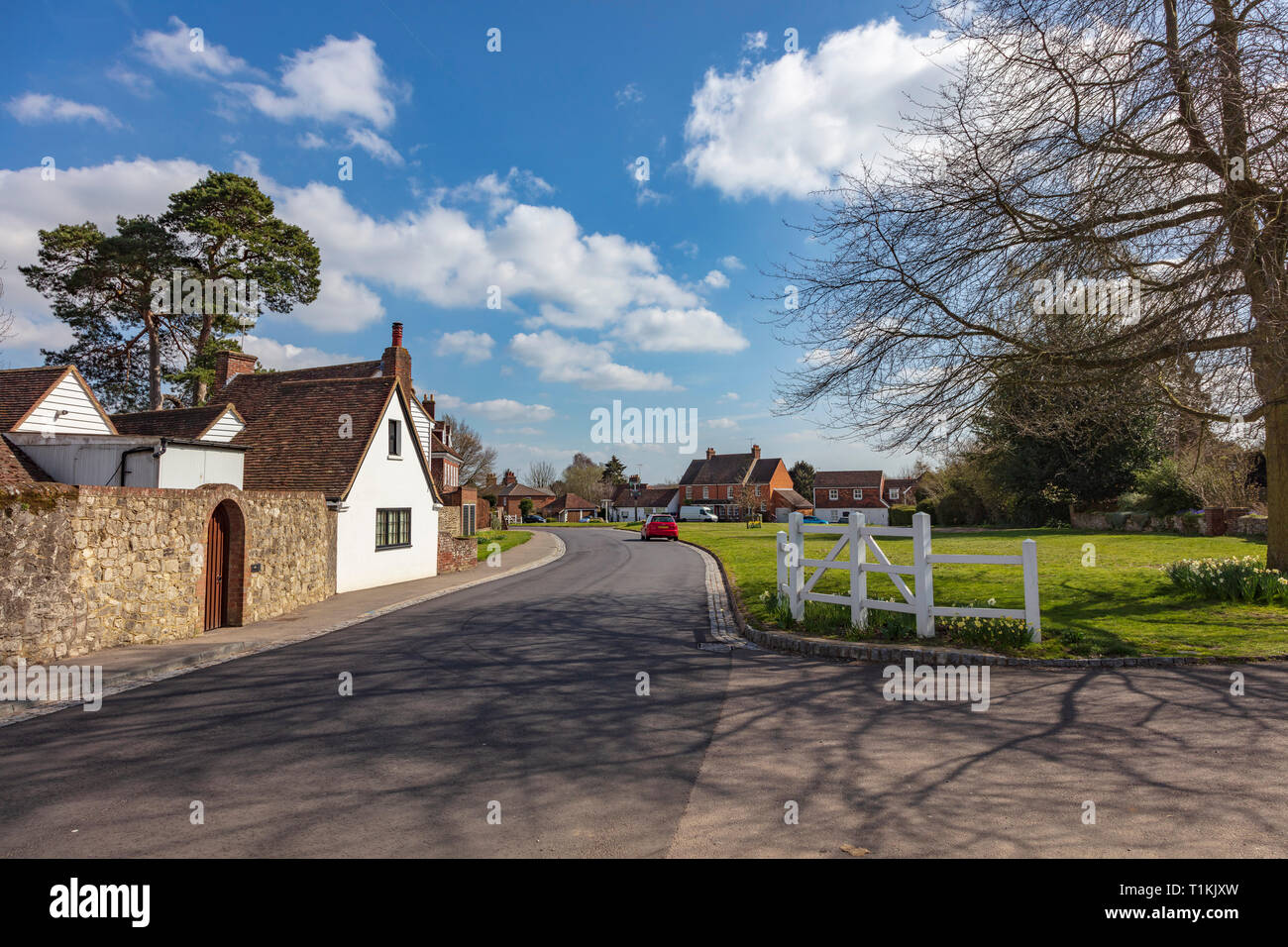A view across the pretty village green in Offham a village near West ...