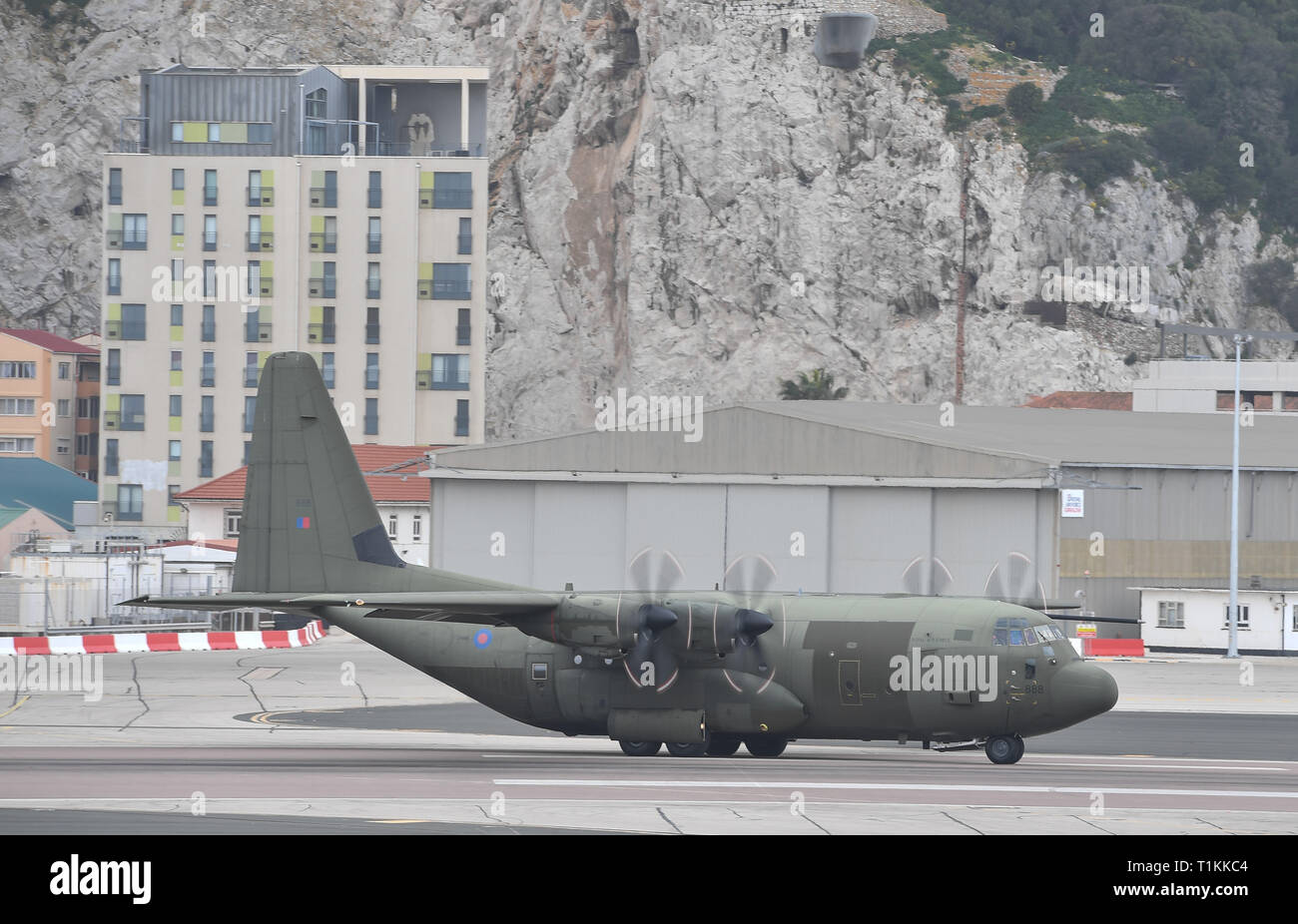 A RAF Hercules C-130 at Gibraltar Airport, Gibraltar Stock Photo - Alamy