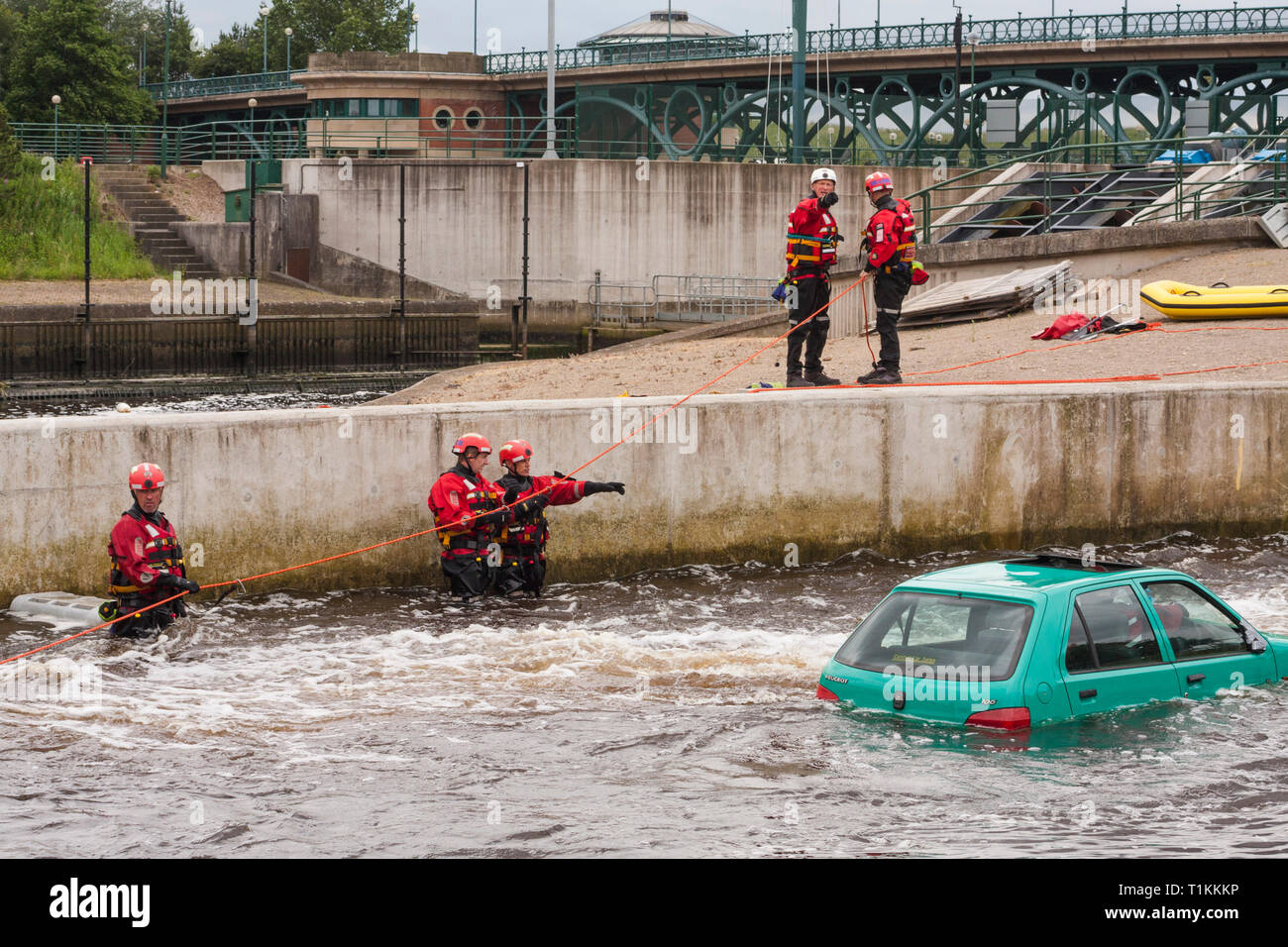 Humberside Fire and Rescue Service doing a river rescue training ...