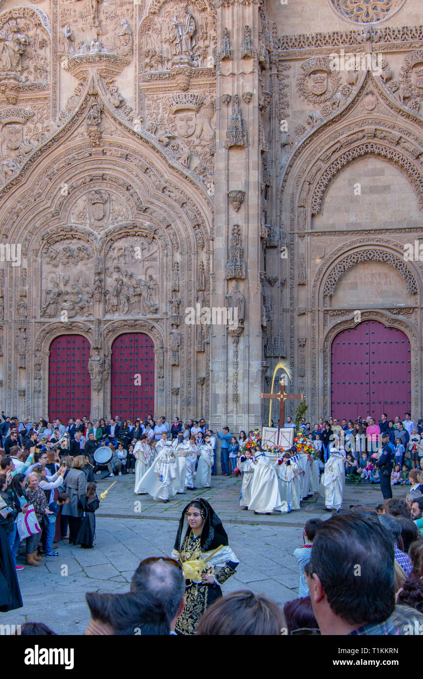 Salamanca; Spain - April 2017: Traditional Spanish Holy Week procession ...