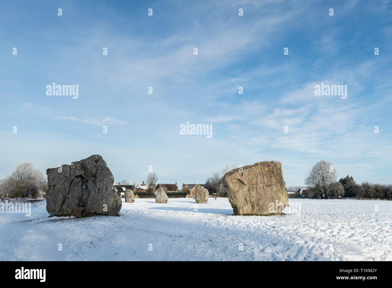 Avebury Standing Stones After a Heavy Fall of Snow Stock Photo - Alamy