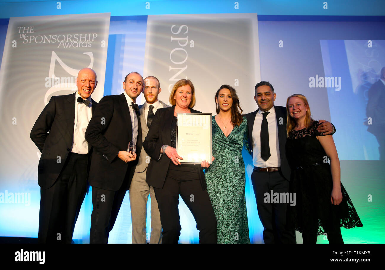 Winners of sports Sponsrship on stage during the UK Sponsorship Awards ...