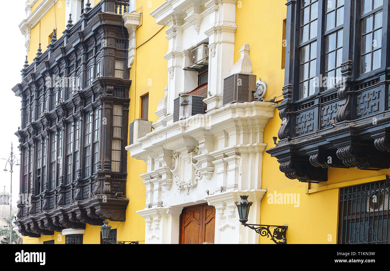 View of Plaza de armas in historic center of Lima - main square, Peru ...