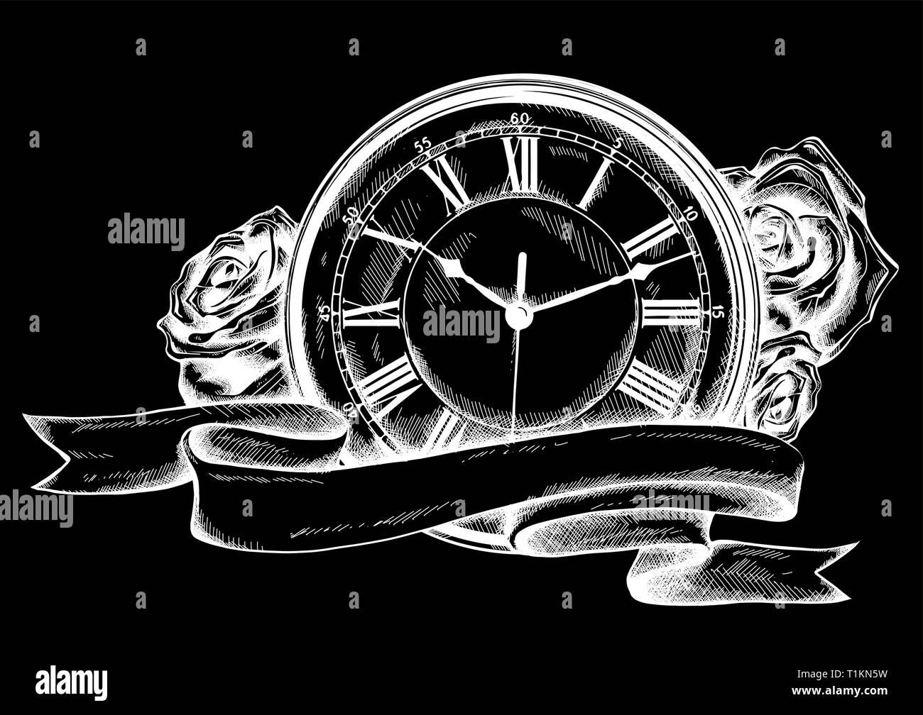 Vintage pocket watch with a pattern in roses Stock Vector Image & Art ...