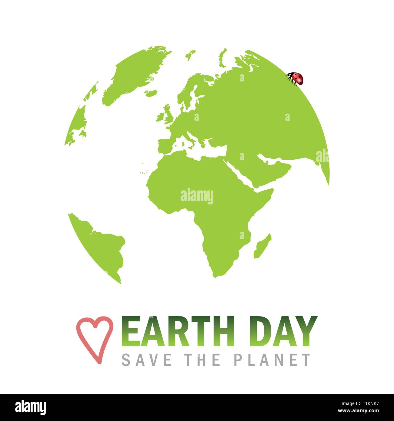 earth day save the planet globe with ladybug vector illustration EPS10 ...