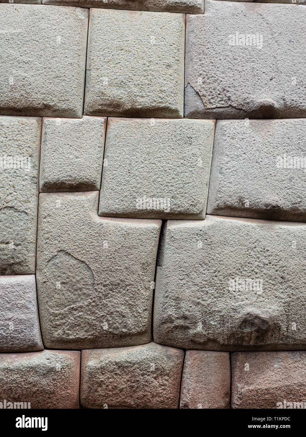 Ancient inca stone wall in the city of Cusco, Peru. Stone work Stock ...
