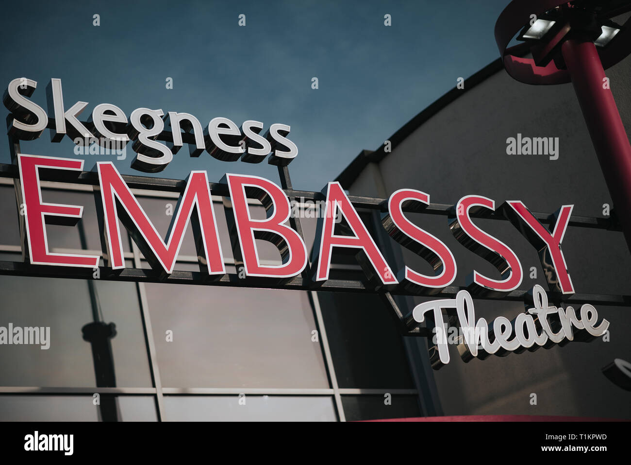 Skegness Embassy Theatre sign Stock Photo - Alamy