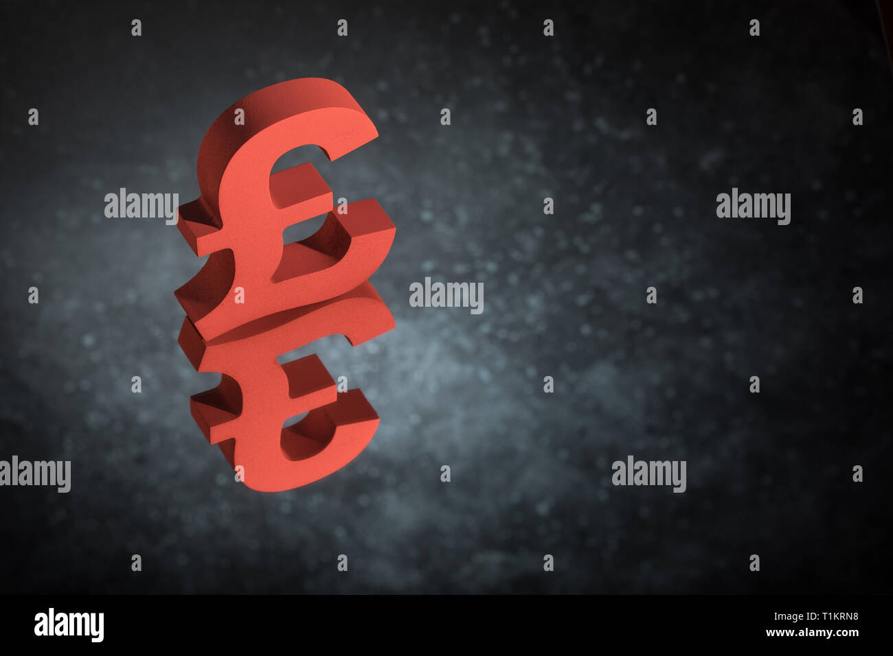 Red British Currency Symbol or Sign Pound With Mirror Reflection on ...
