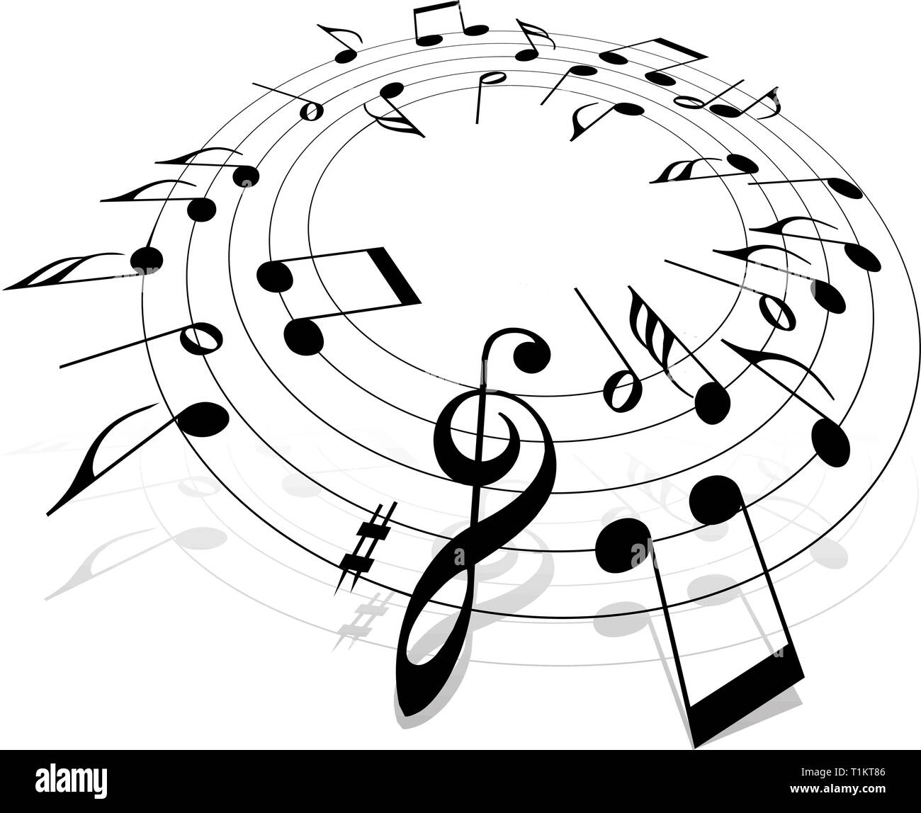 Music notes on round Stock Vector Images - Alamy