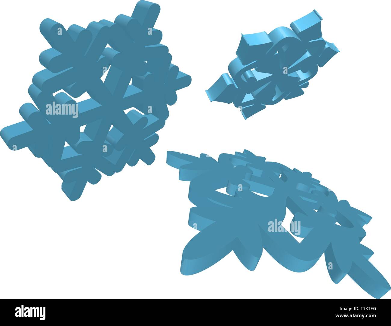 Blue 3D snowflakes on a white background Stock Vector Image & Art - Alamy