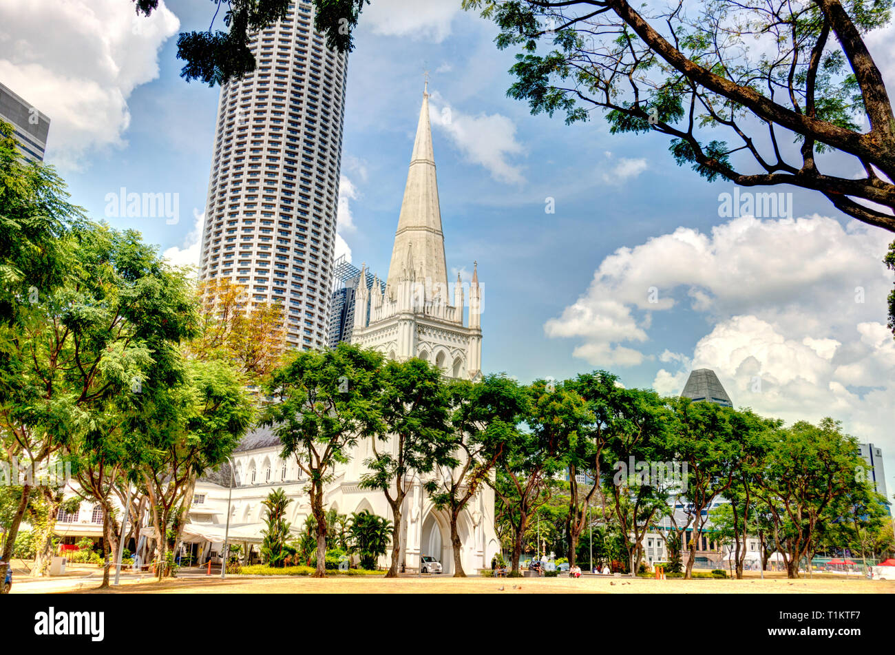 Singapore city center landmarks Stock Photo - Alamy