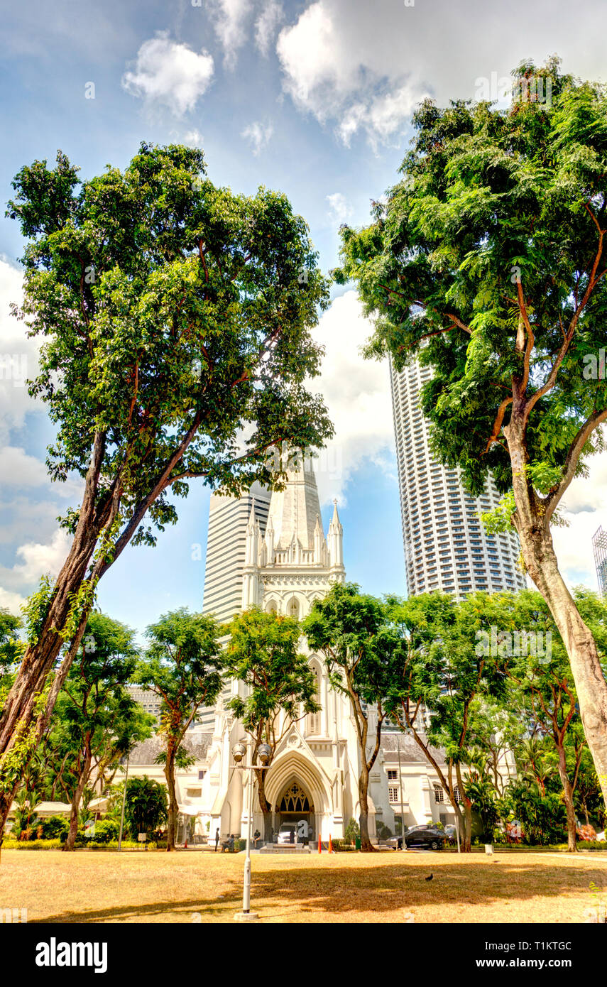 Singapore city center landmarks Stock Photo - Alamy