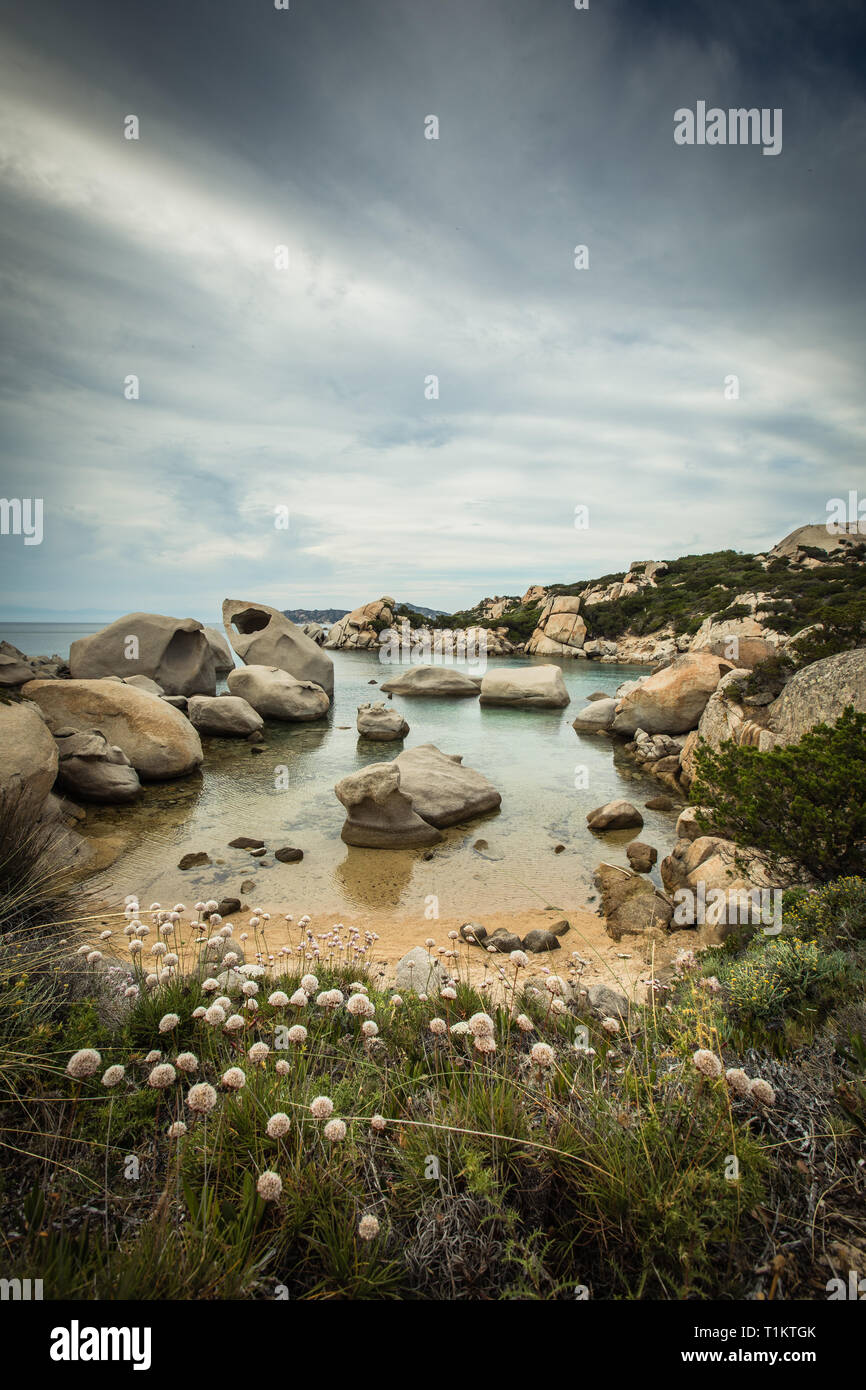 Scenic Sardinia island landscape. Italy sea coast with azure clear ...