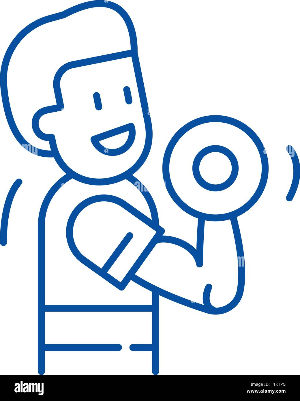 Strength training line icon concept. Strength training flat vector ...