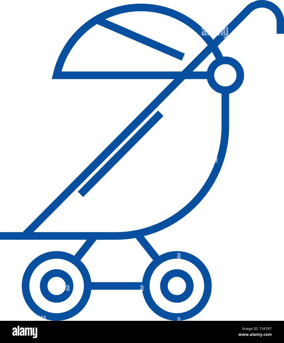 Stroller, buggy line icon concept. Stroller, buggy flat vector symbol ...