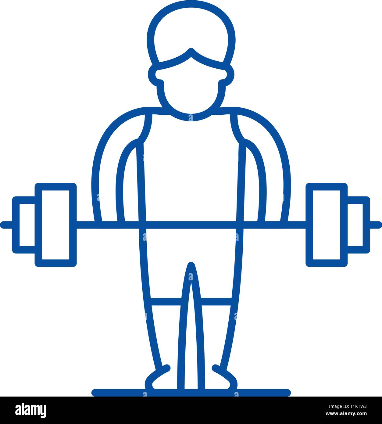 Strong man line icon concept. Strong man flat vector symbol, sign ...