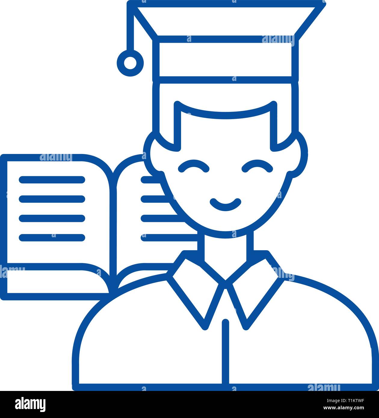 Student line icon concept. Student flat vector symbol, sign, outline ...