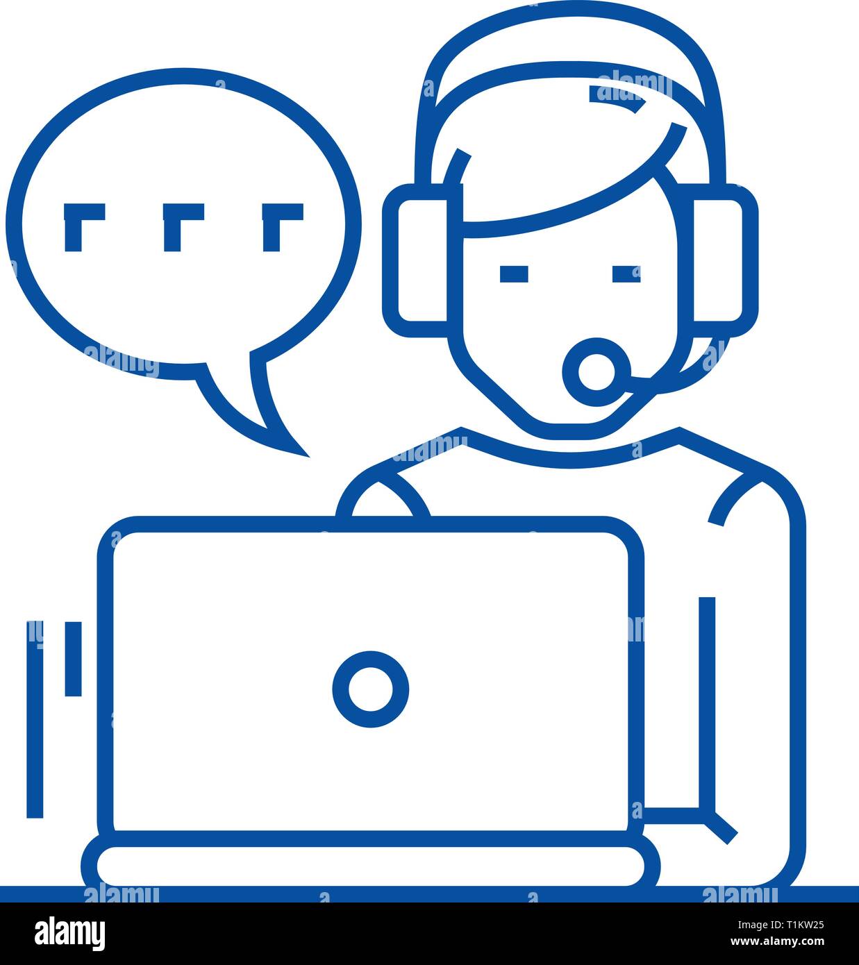 Support,customer service,man line icon concept. Support,customer ...