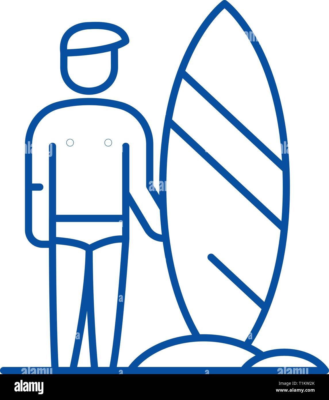 Surfer line icon concept. Surfer flat vector symbol, sign, outline ...
