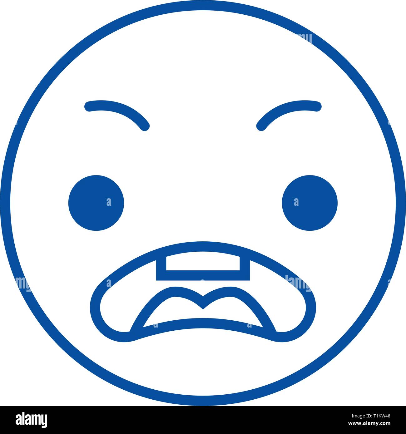 Surprised emoji line icon concept. Surprised emoji flat vector symbol ...