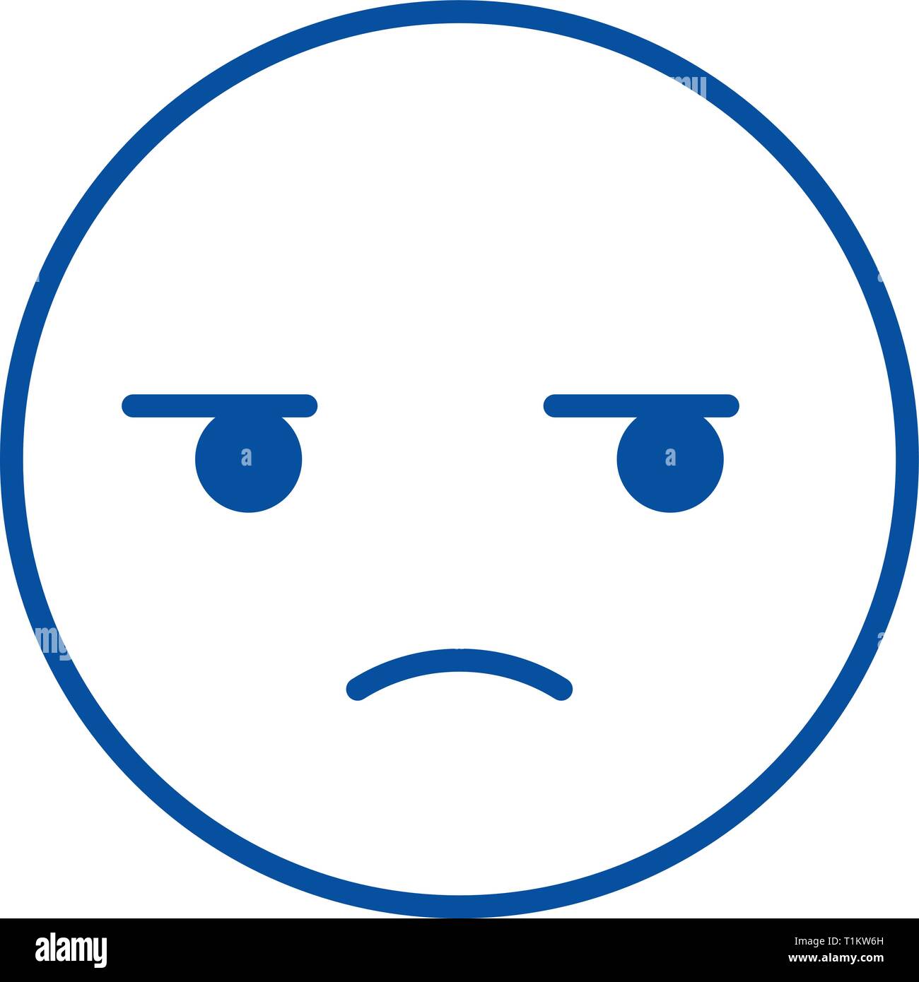 Suspicious emoji line icon concept. Suspicious emoji flat vector symbol ...