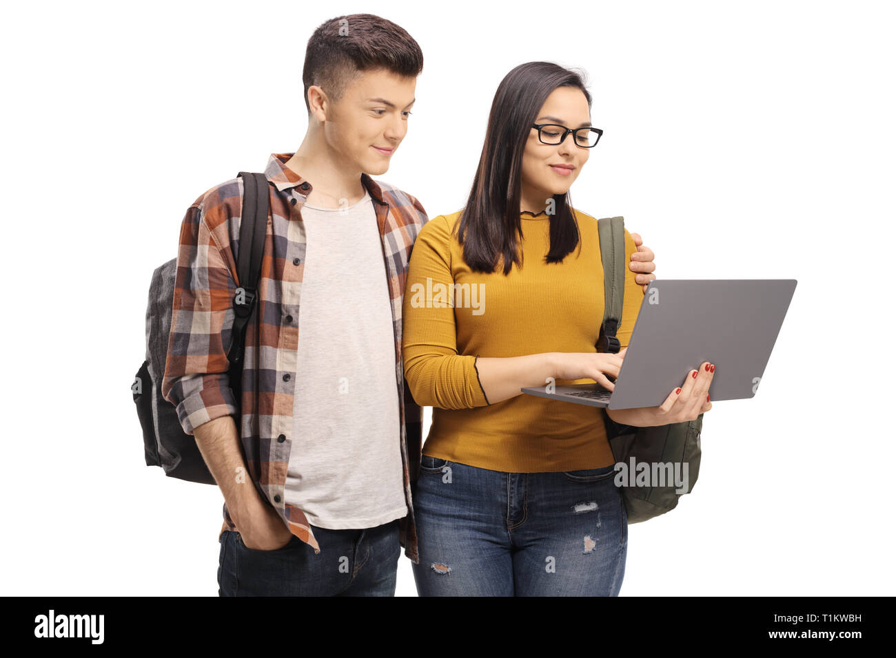 College boy looking laptop hi-res stock photography and images - Alamy
