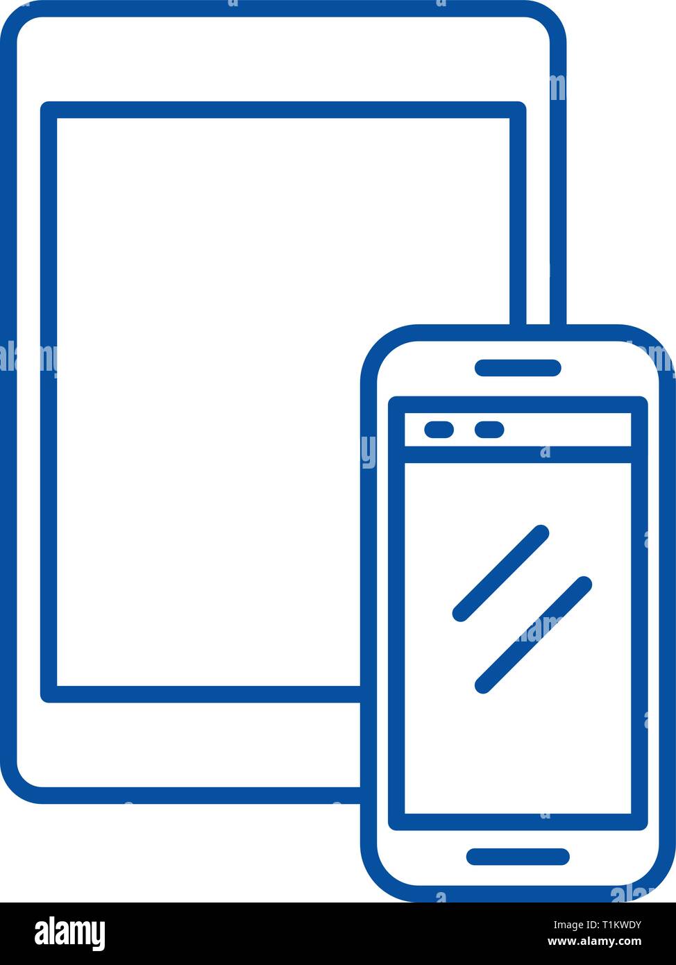 Tablet and smartphone line icon concept. Tablet and smartphone flat ...