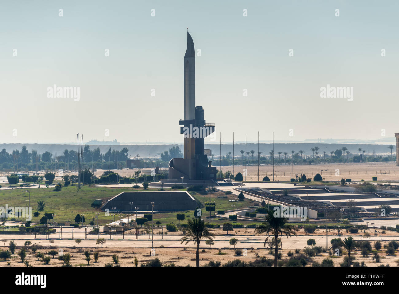 Ismailia, Egypt - November 5, 2017: A monument, in the shape of an AK ...