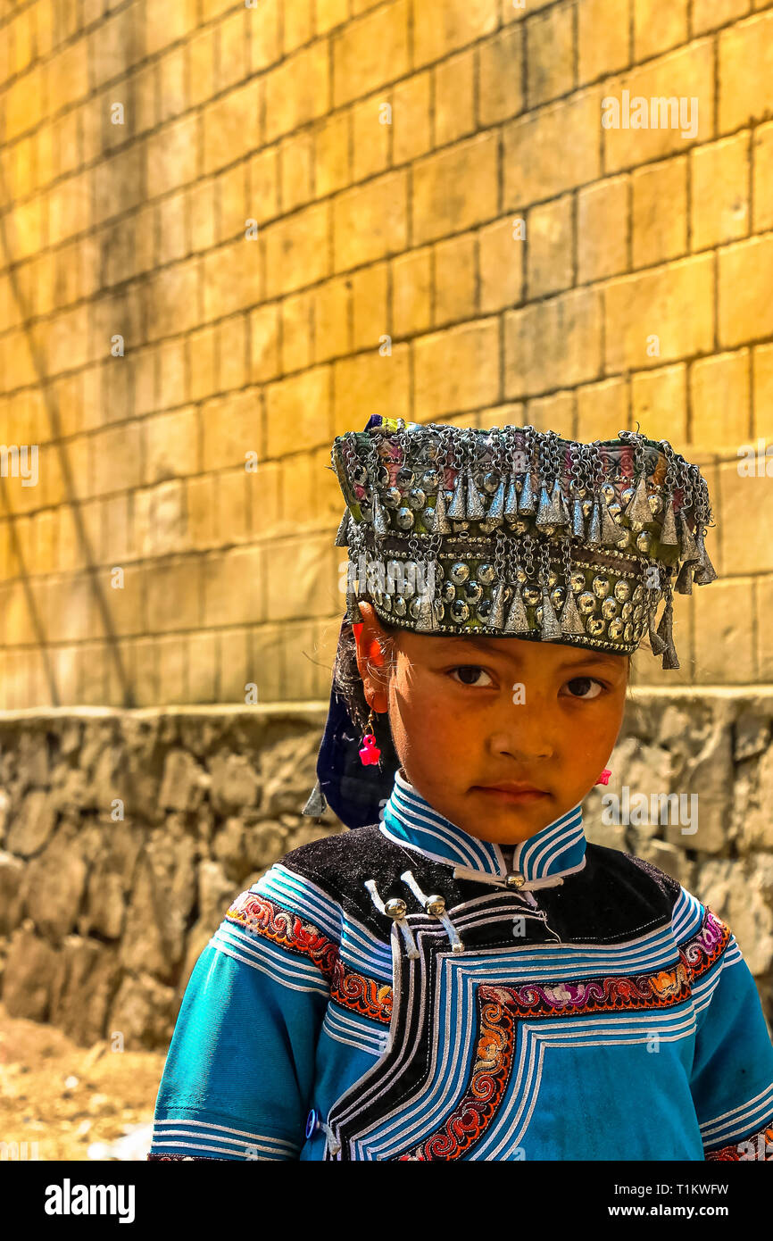 Yuanyang County, Yunnan, China - 2014: A Hani minority village girl ...