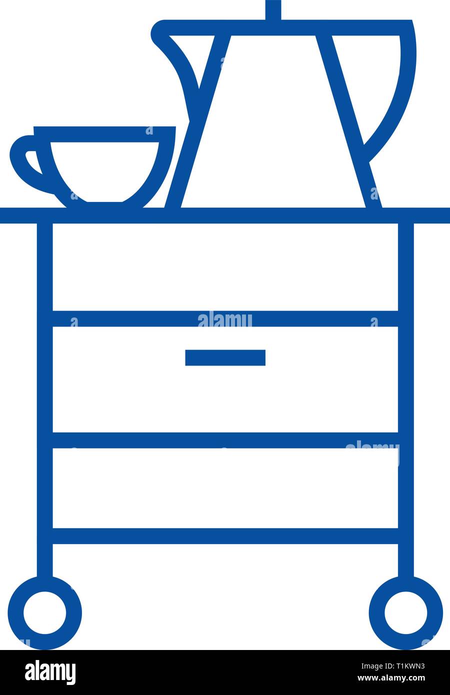 Tea,cupboard line icon concept. Tea,cupboard flat vector symbol, sign ...