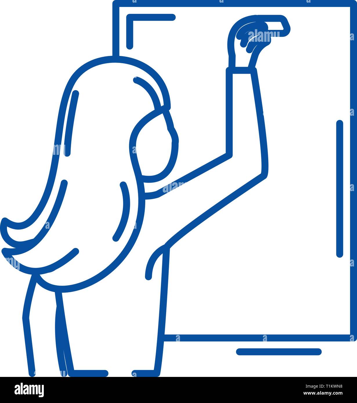 Woman drawing chalk outline hi-res stock photography and images - Alamy