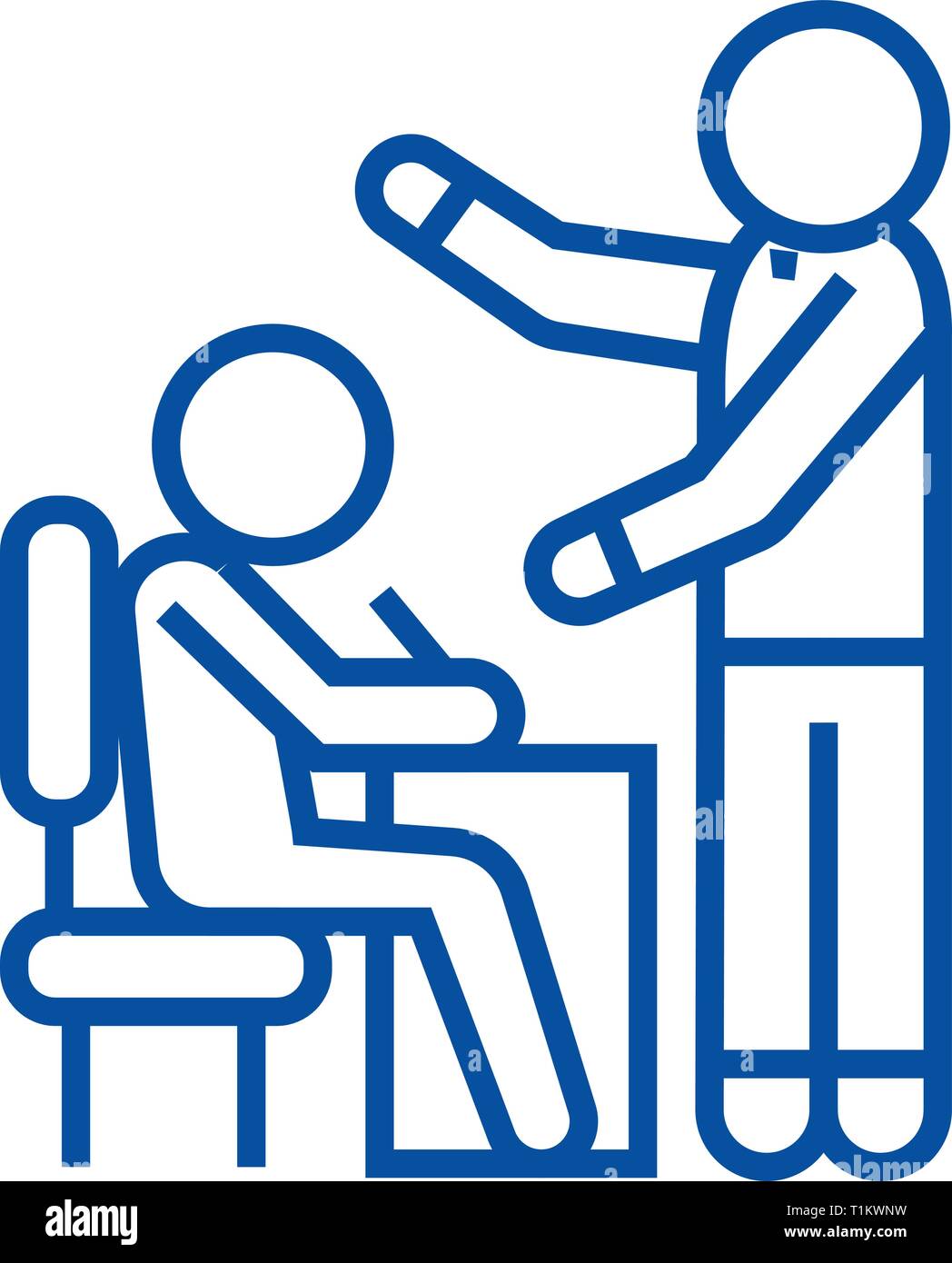 Teaching proccess, student and teacher line icon concept. Teaching ...