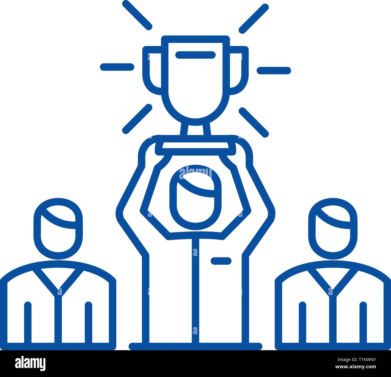 Team leader line icon concept. Team leader flat vector symbol, sign ...