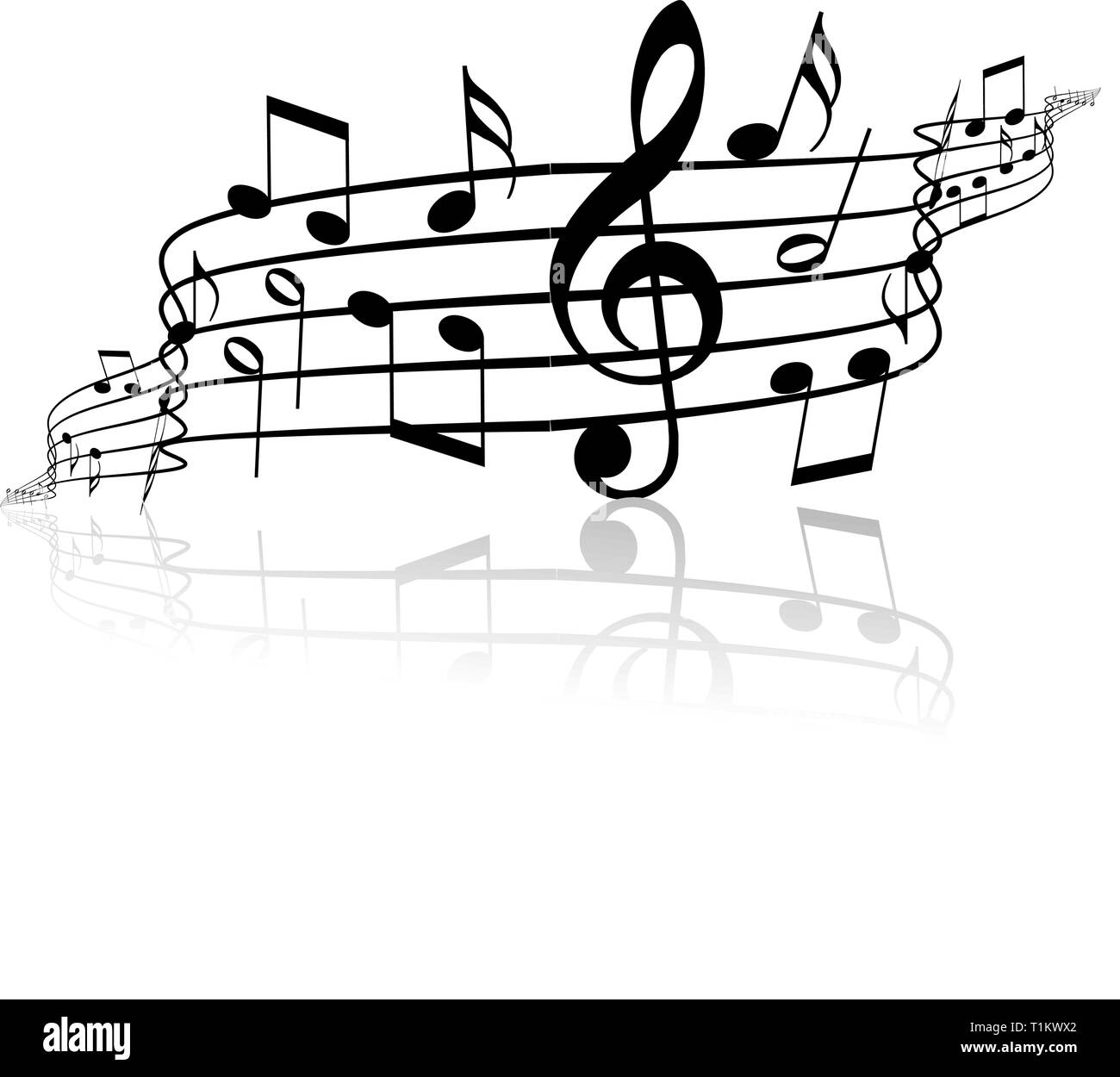 Music theme - black notes on white background Stock Vector Image & Art ...