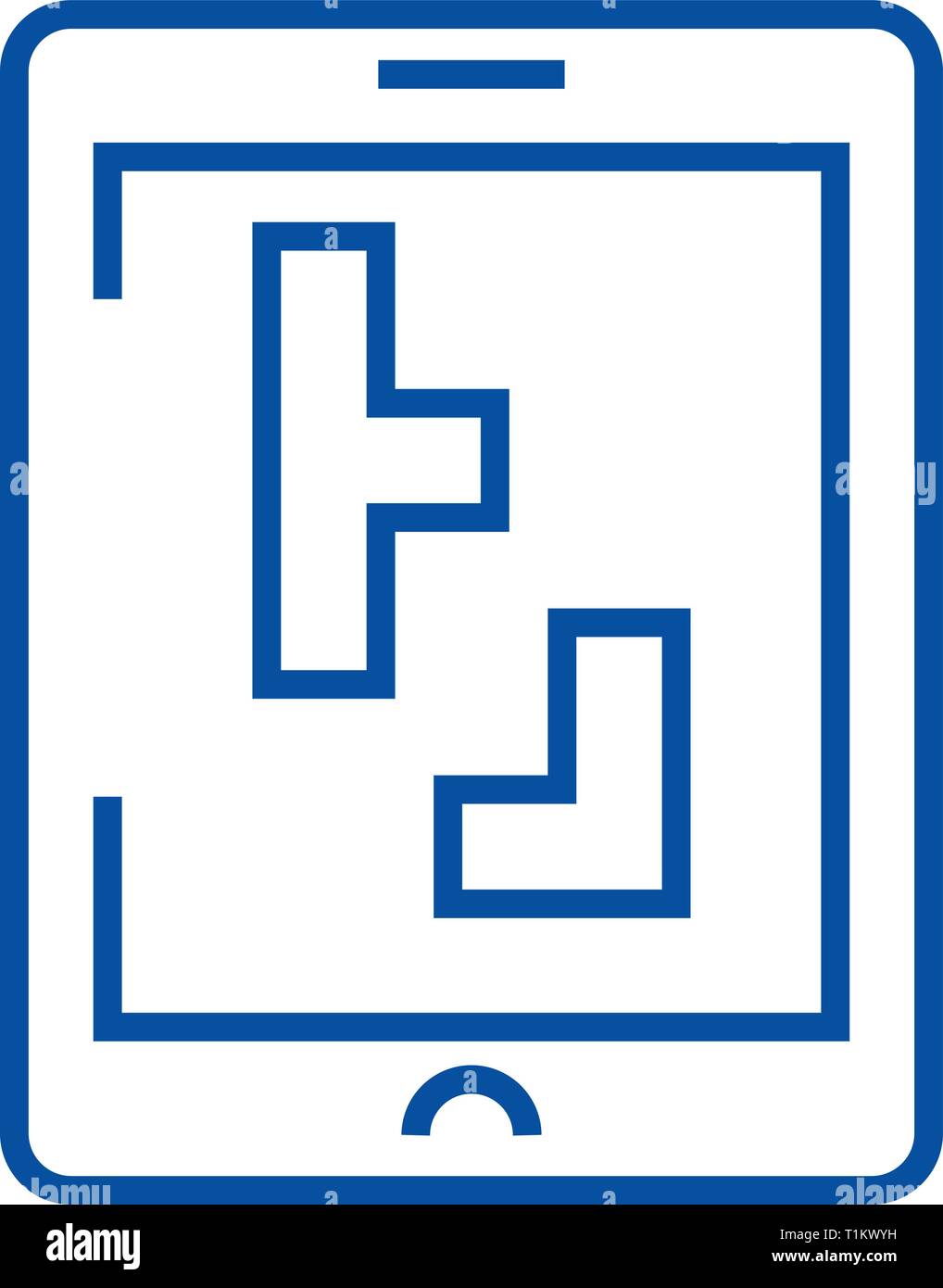 Tetris line icon concept. Tetris flat vector symbol, sign, outline ...