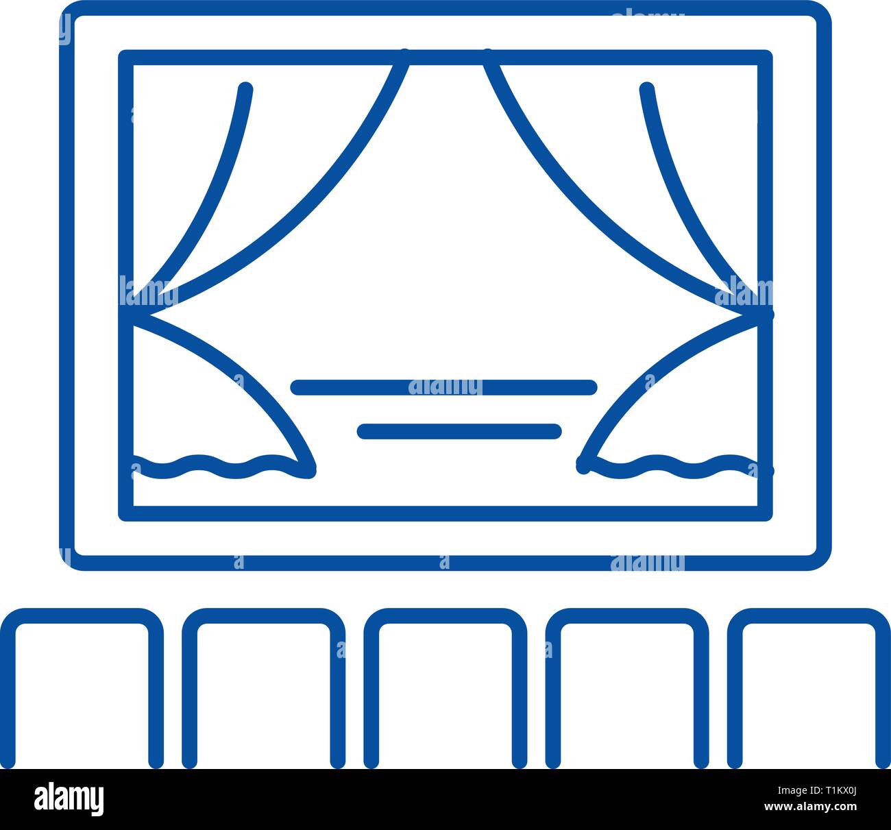 Theater, show line icon concept. Theater, show flat vector symbol, sign ...