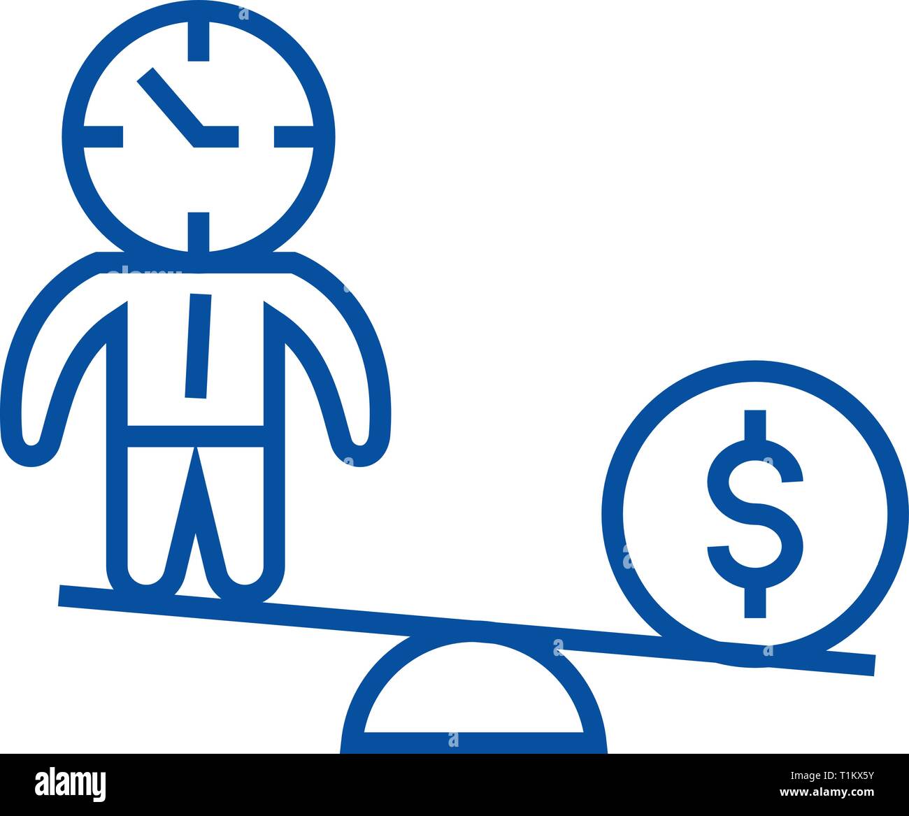 Time and money scales line icon concept. Time and money scales flat ...
