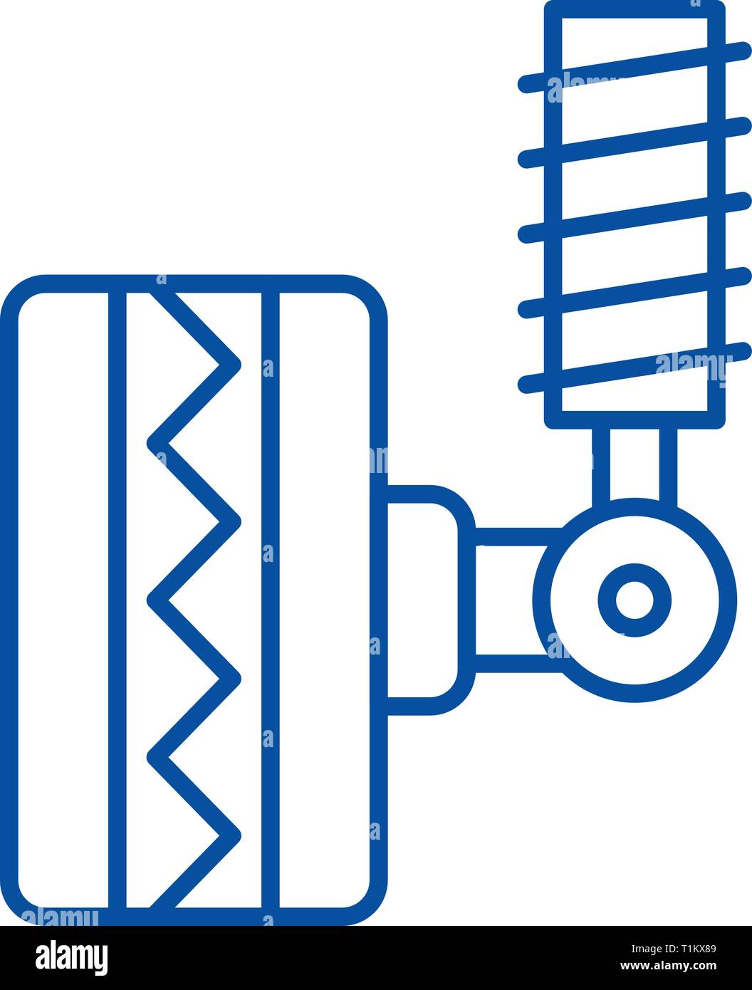 Tire fitting line icon concept. Tire fitting flat vector symbol, sign ...