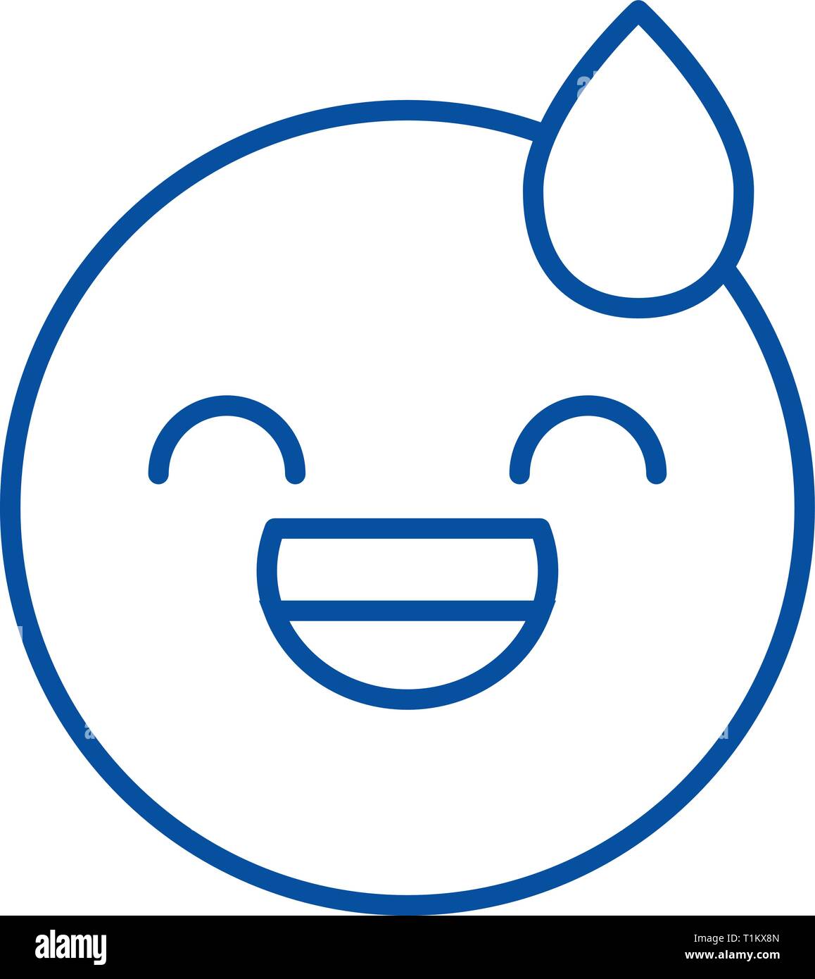 Tired emoji line icon concept. Tired emoji flat vector symbol, sign ...