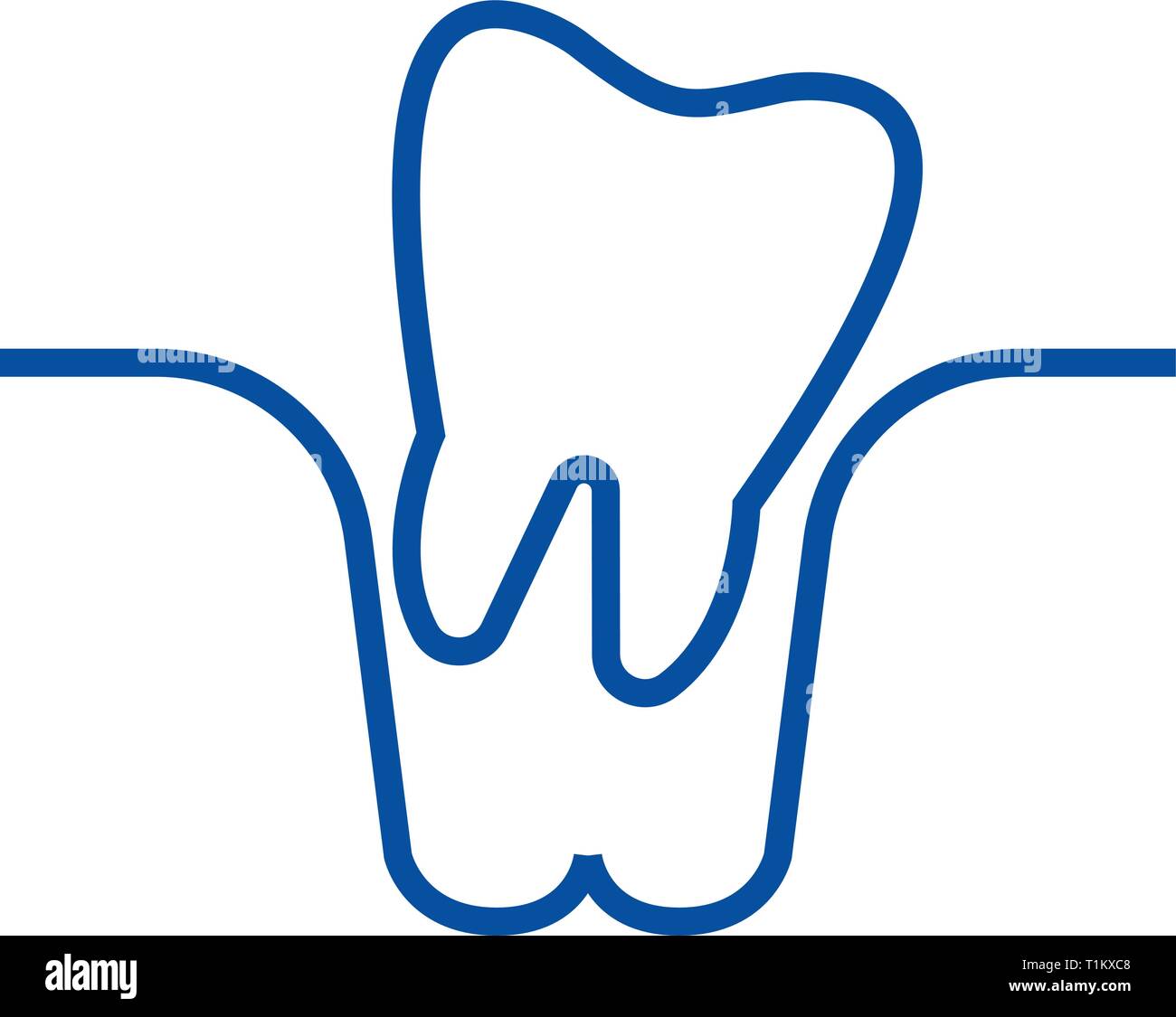 Tooth extraction line icon concept. Tooth extraction flat vector symbol ...
